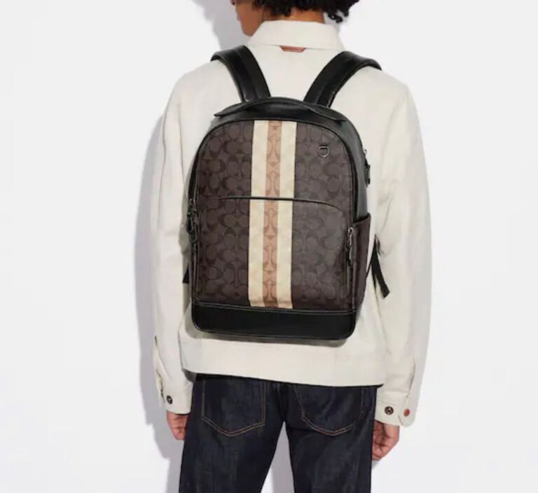 COACH GRAHAM BACKPACK IN SIGNATURE CANVAS WITH VARSITY STRIPE tips ...